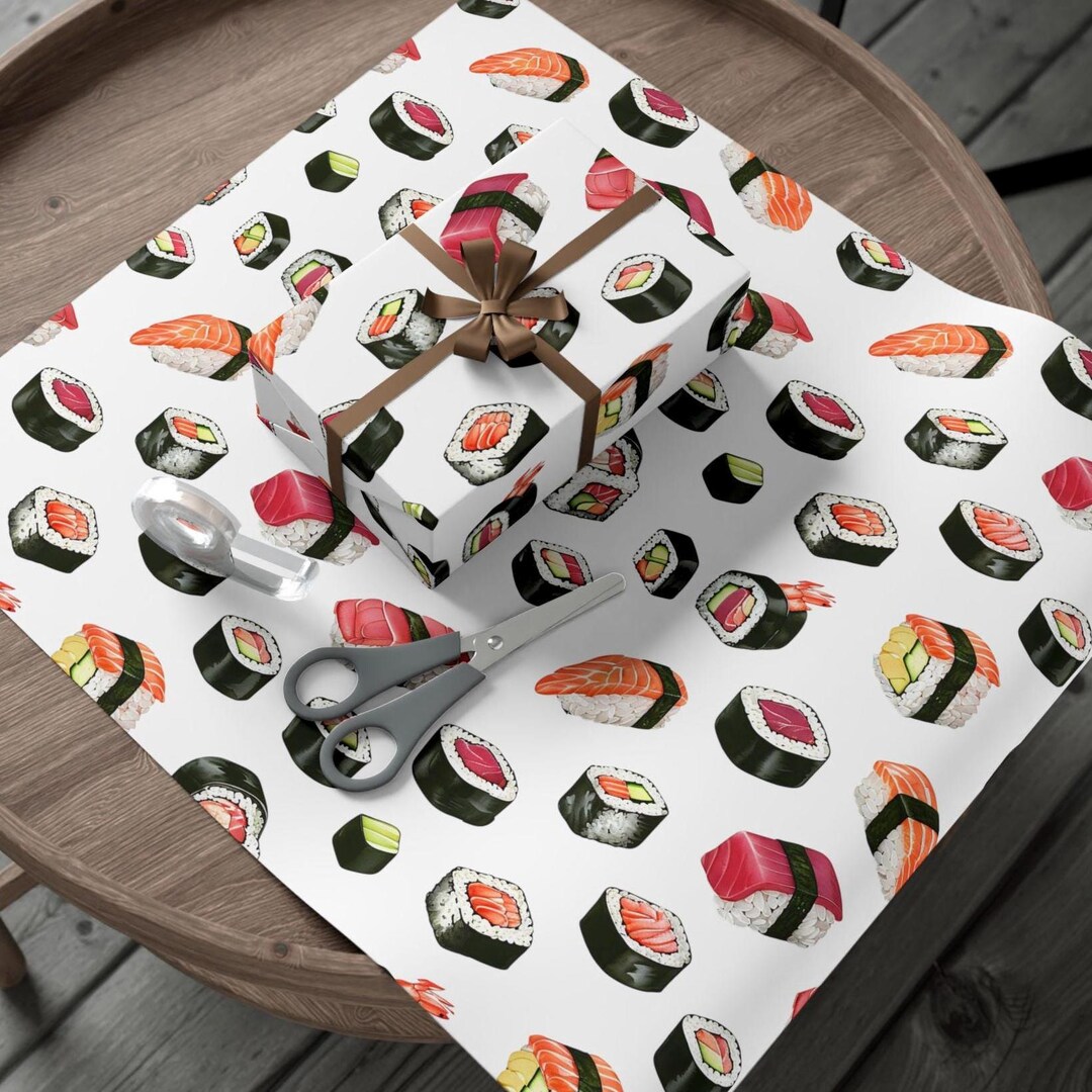 Sushi Gift Wrap Paper, Watercolor Sashimi Wrapping, Matte or Satin ...
