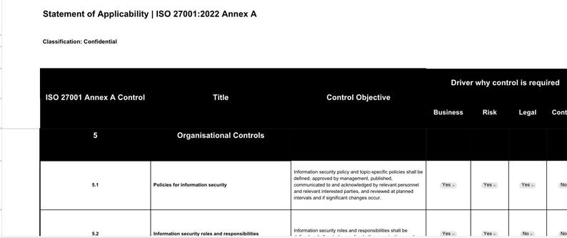 Statement of Applicability (soa) Template | ISO 27001 Compliance ...