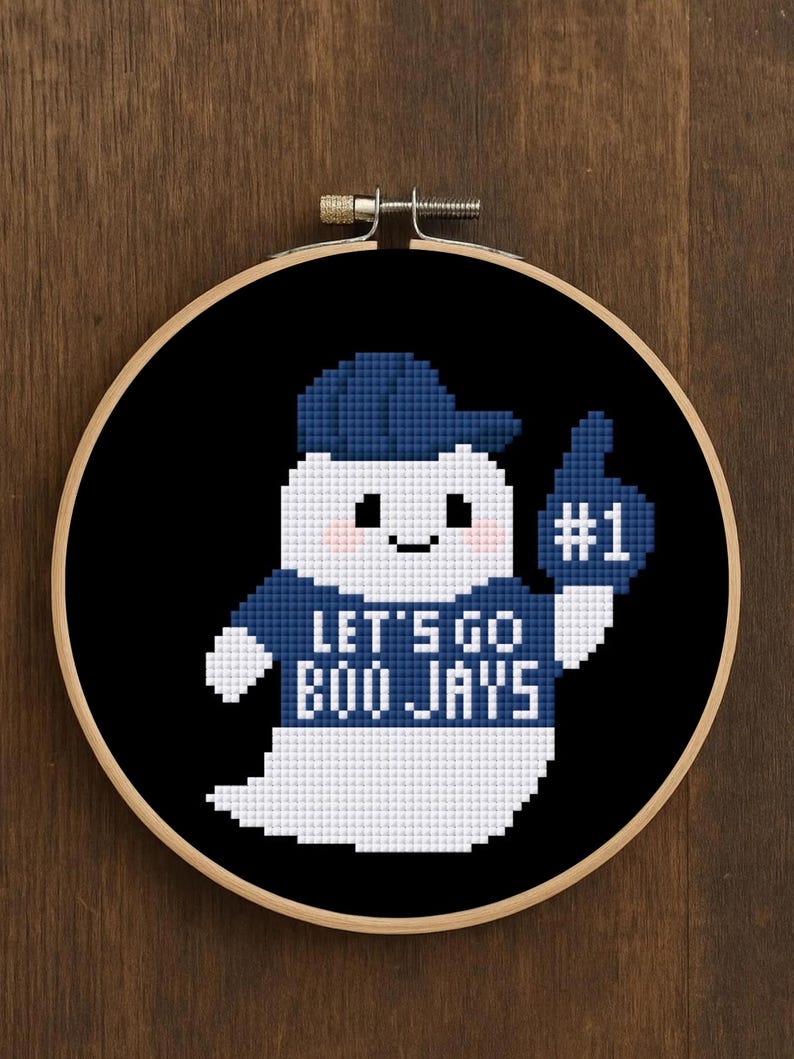 Boo Jays Ghost Cross Stitch Pattern | Sports |blue Jays Embroidery ...