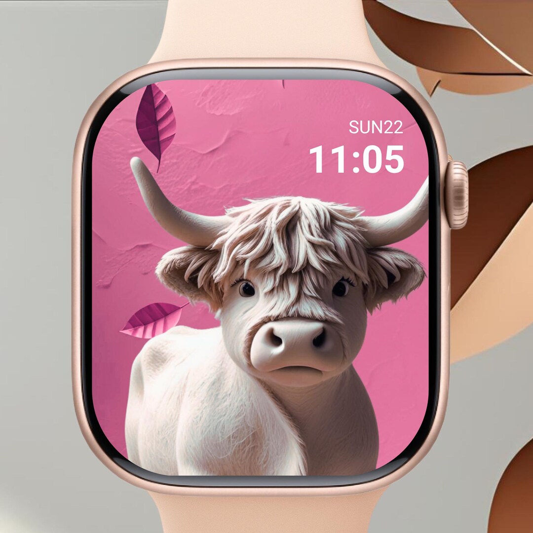 Highland Cow Watch Face Wallpaper: Rustic Minimalist Design - Etsy