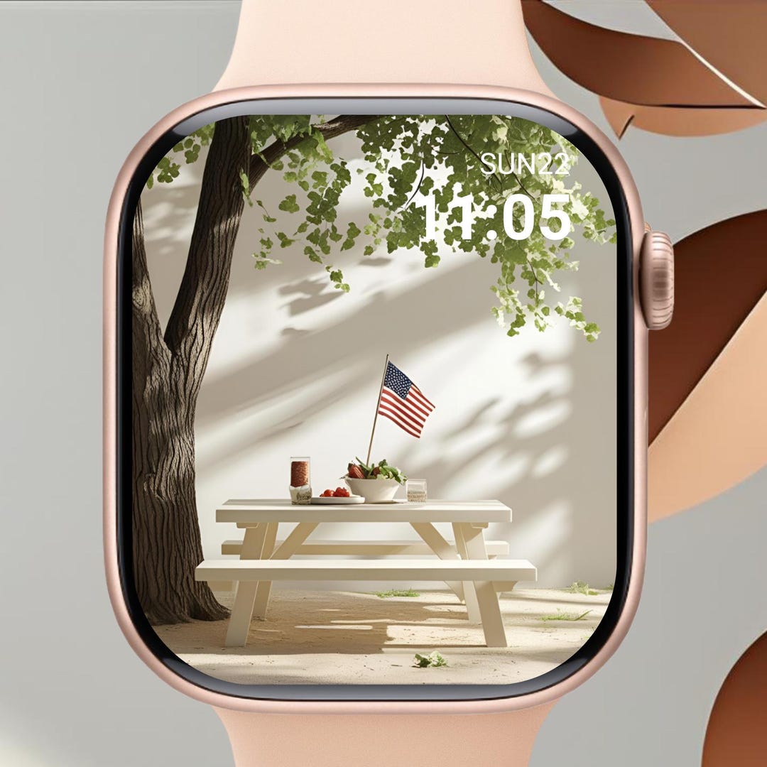 4th of July Watch Face Wallpaper– Minimal Off-white Embossed Paper Cut ...