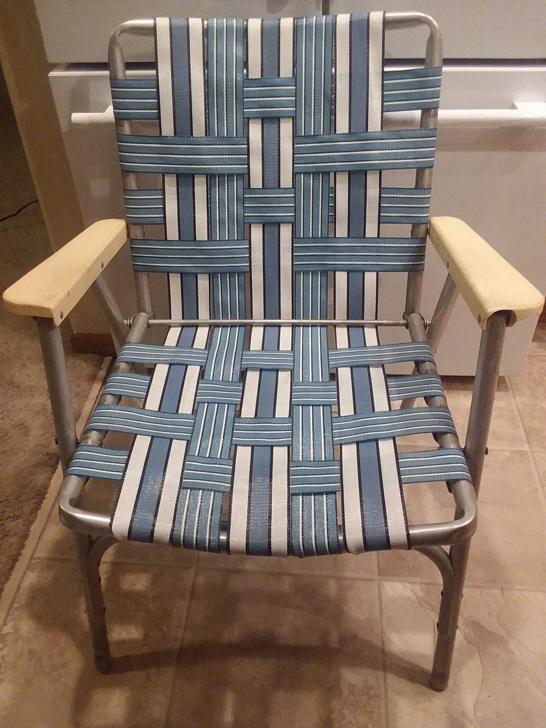 Folding Webbed Lawn Patio Chair Vintage - Etsy