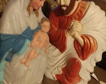 Lighted Christmas Nativity Set 18 Mary & Joseph Jesus, Vintage 4 Pc ...