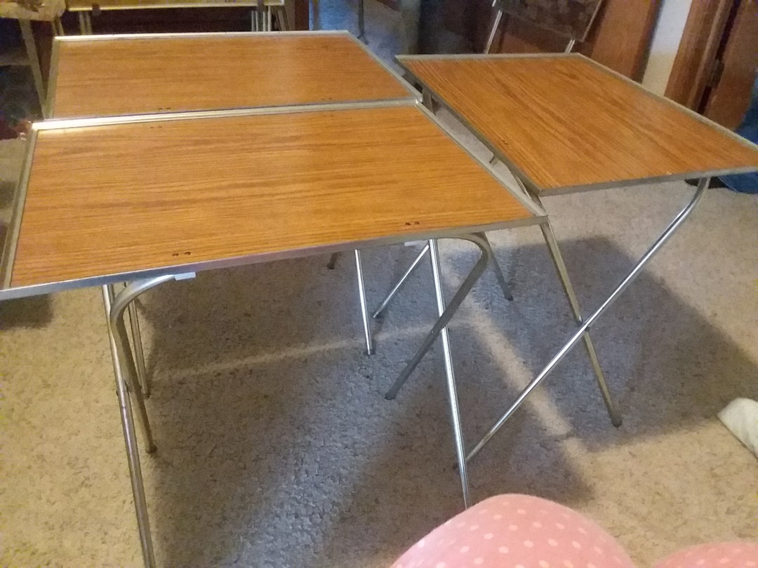 Vintage; Three Folding TV Trays Serving Trays - Etsy