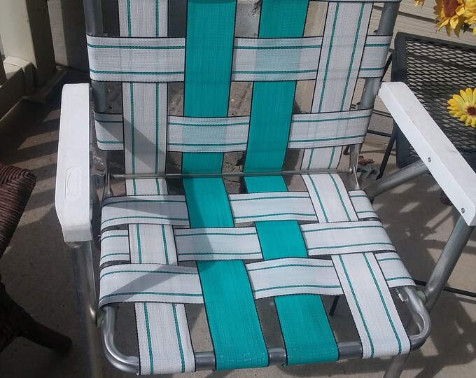 Webbed Aluminum Folding Patio Beach Chair - Etsy