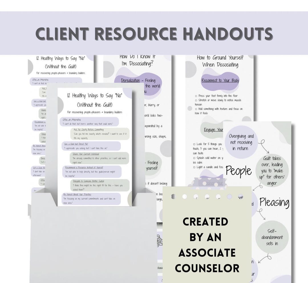 Therapy & Wellness Handout Pack – 7 Visual Guides for Counseling ...