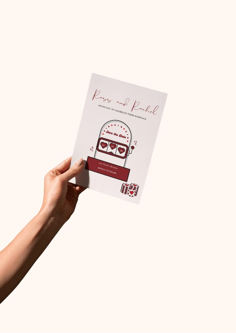 Editable Vegas Save the Date Template | Slot Machine | Playing Card ...