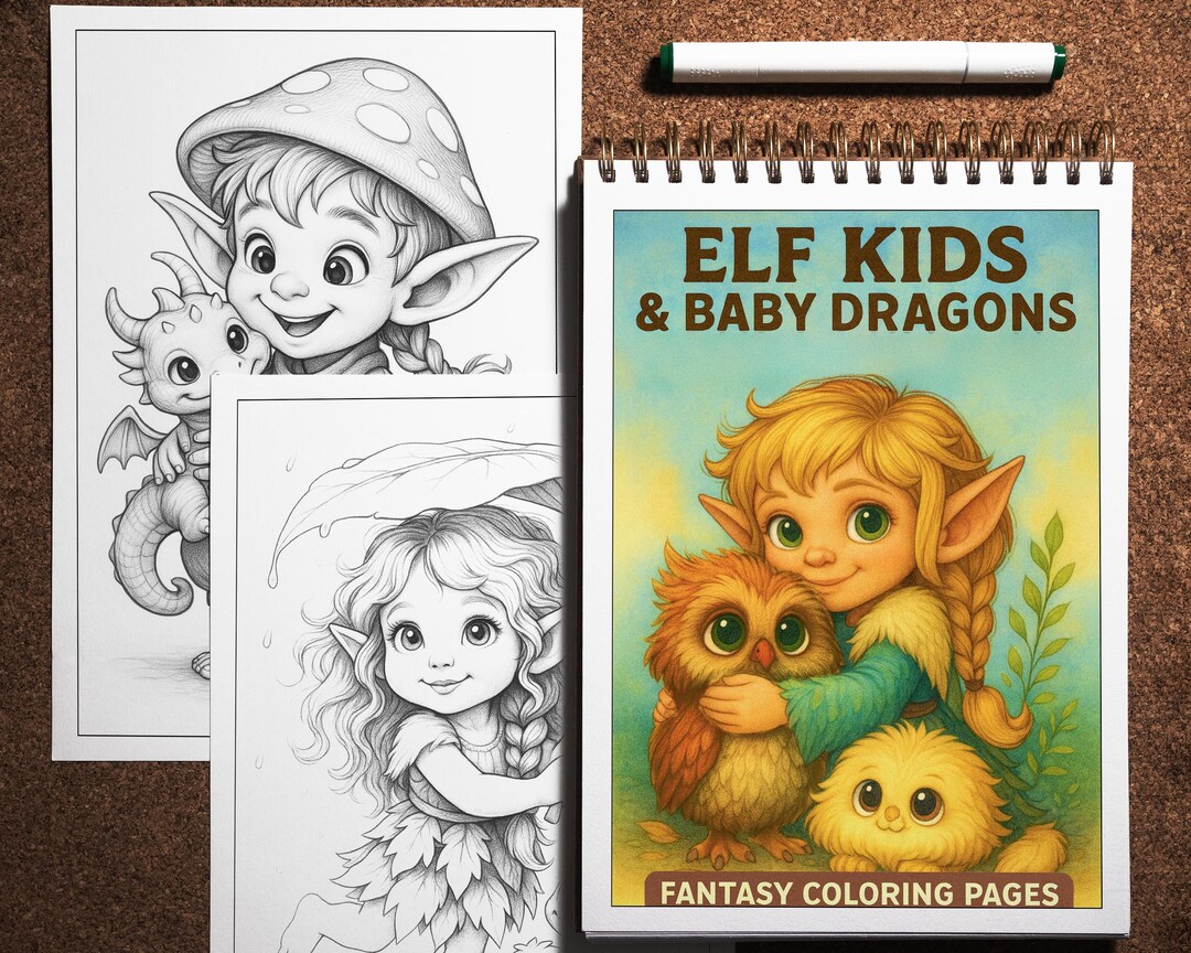 Elfen Kinder & Baby Drachen Malvorlagen: 30 wunderliche Fantasy Kunst ...