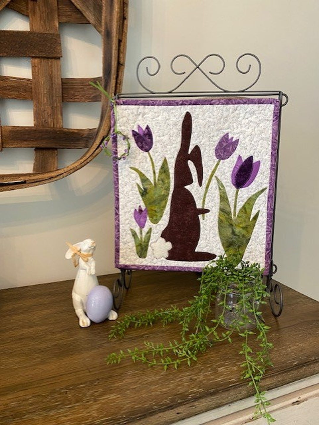 Quilted Banner Fits Wire Quilt Stand/ Tabletop Quilt/ Handmade/ Easter ...