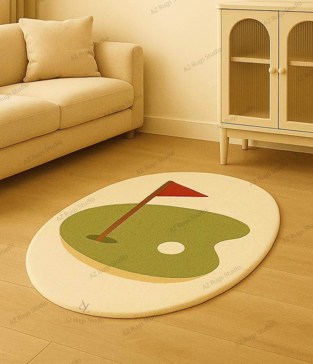 Hand-tufted Wool Golf Green Rug: Playful Sports Floor Décor - Etsy