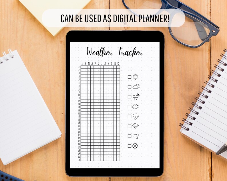 Weather Tracker - PRINTABLE Journal Page -- Planner Page - Yearly ...