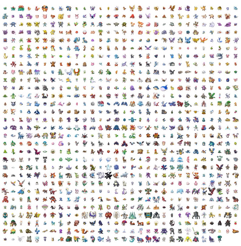 The Ultimate Pokémon Sprite Poster | Every Pokémon Gen 1-8 | Complete ...