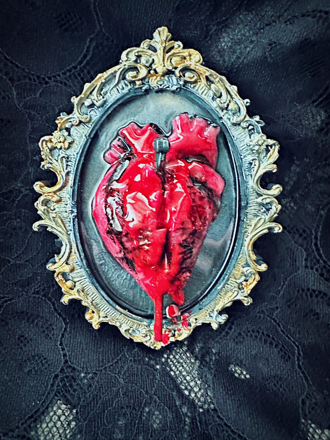 Handmade Anatomical Heart & Rail Nail Cameo – Gothic Victorian Wall ...