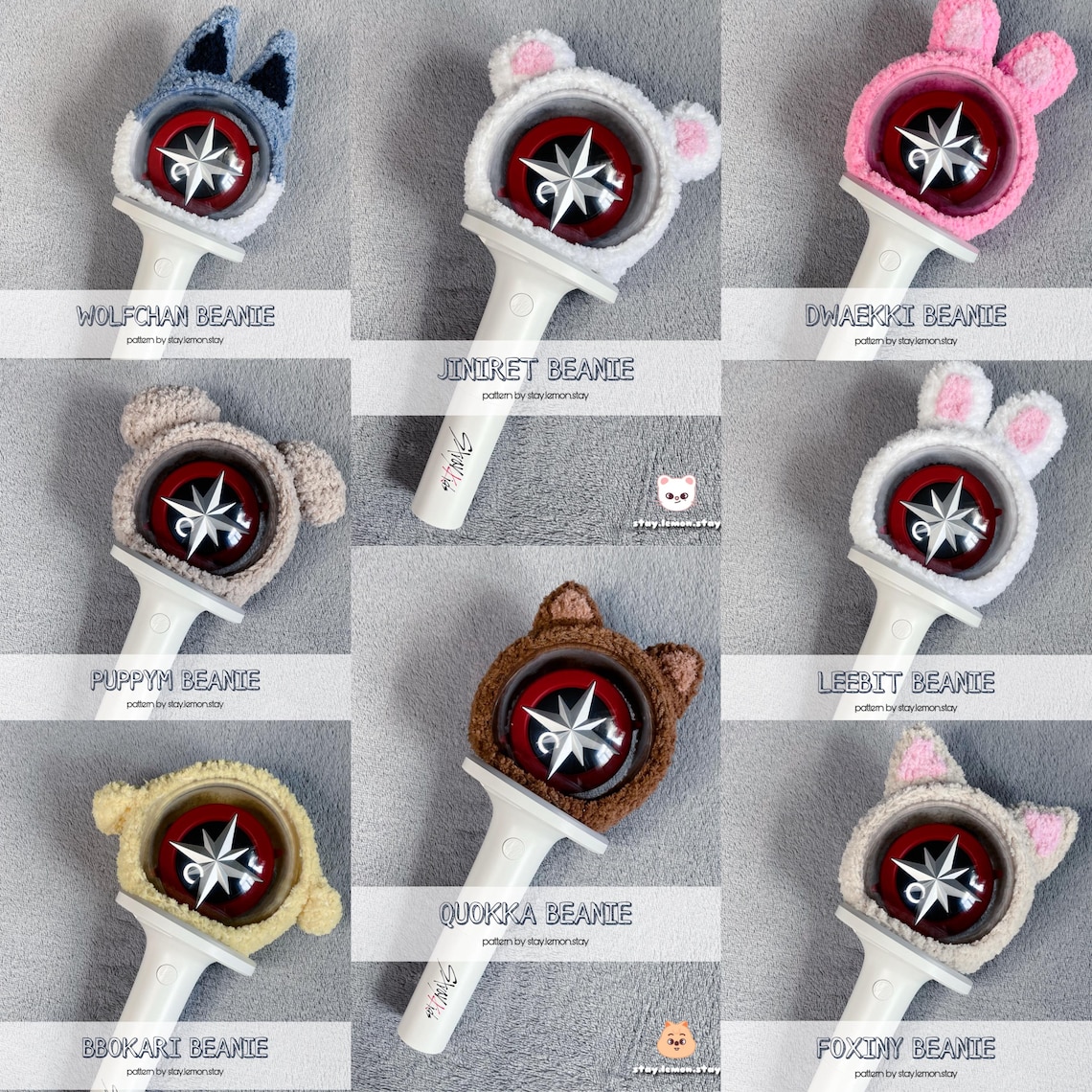 SKZOO Crochet Pattern Bundle | 8 Stray Kids Mascot Beanie Lightstick ...