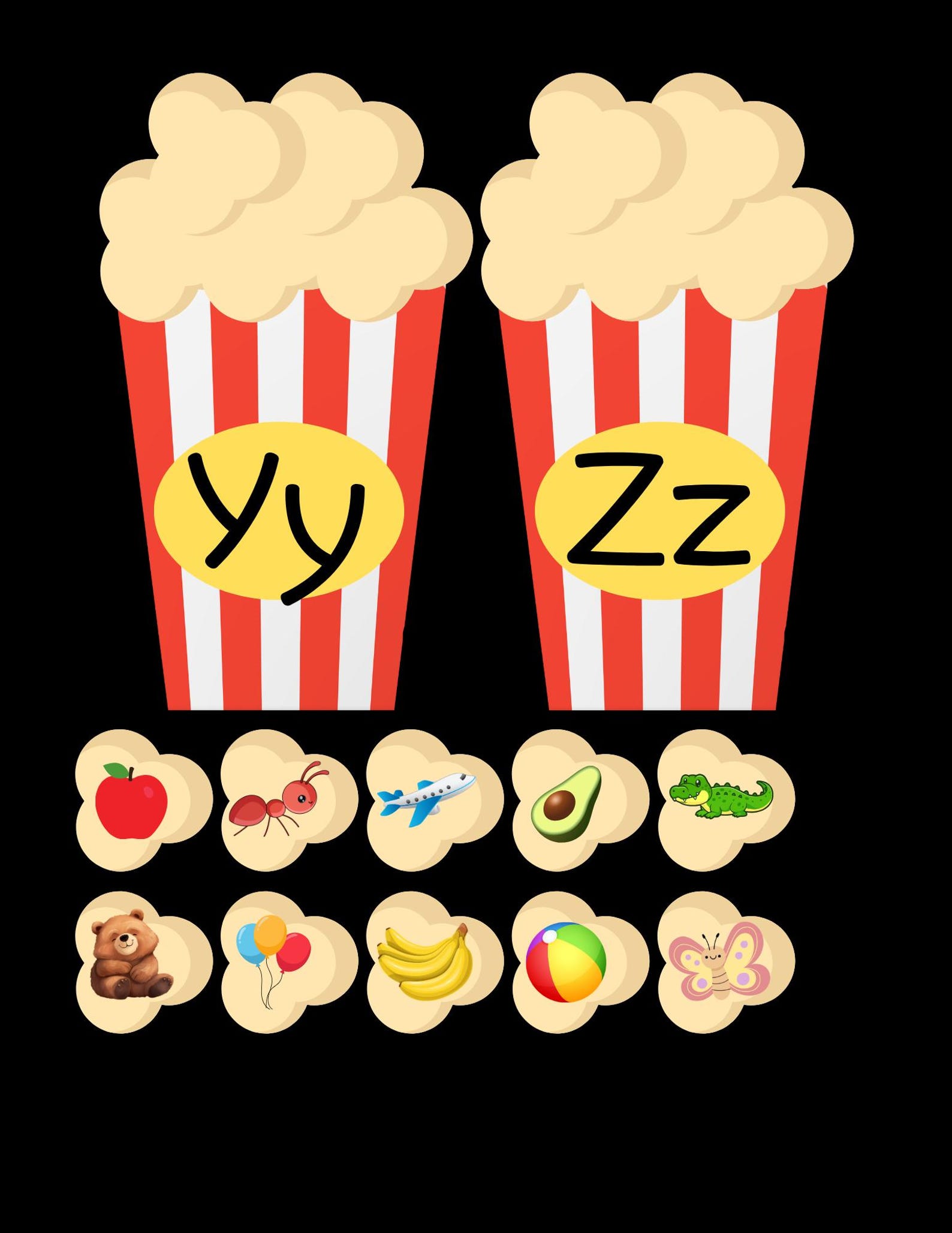 Popcorn Letter Match: Alphabet Task Box - Preschool Learning (digital ...