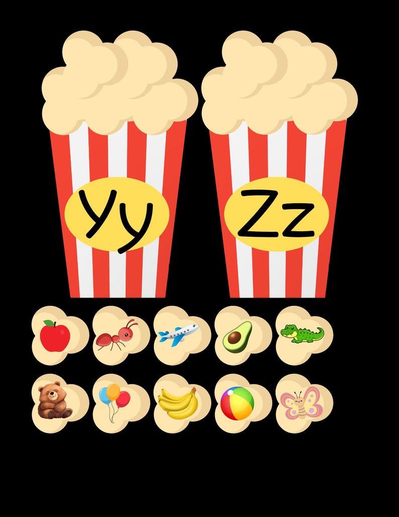 Popcorn Letter Match: Preschool Alphabet Task Box - Early Learning - Etsy