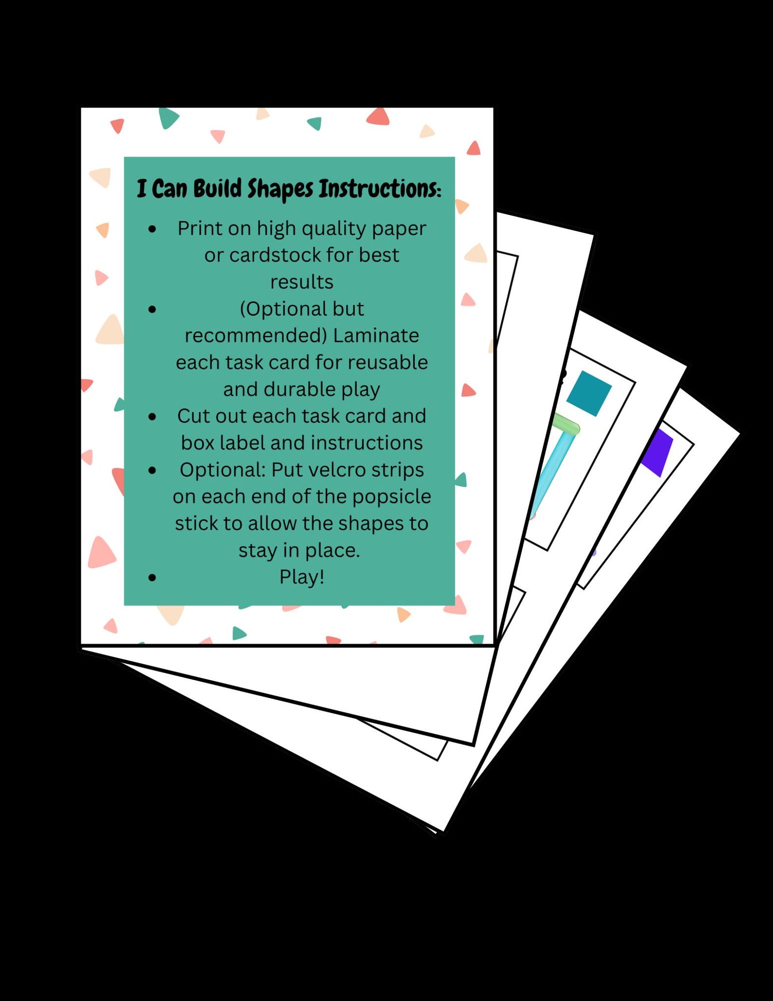 Popsicle Stick Shapes Task Cards: Fine Motor STEM Activity (digital ...