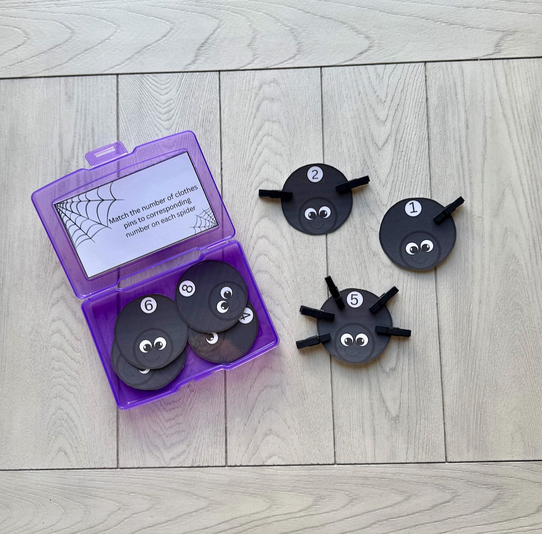 Spider Counting Task Cards | Halloween Math, Fine Motor Skills (digital ...