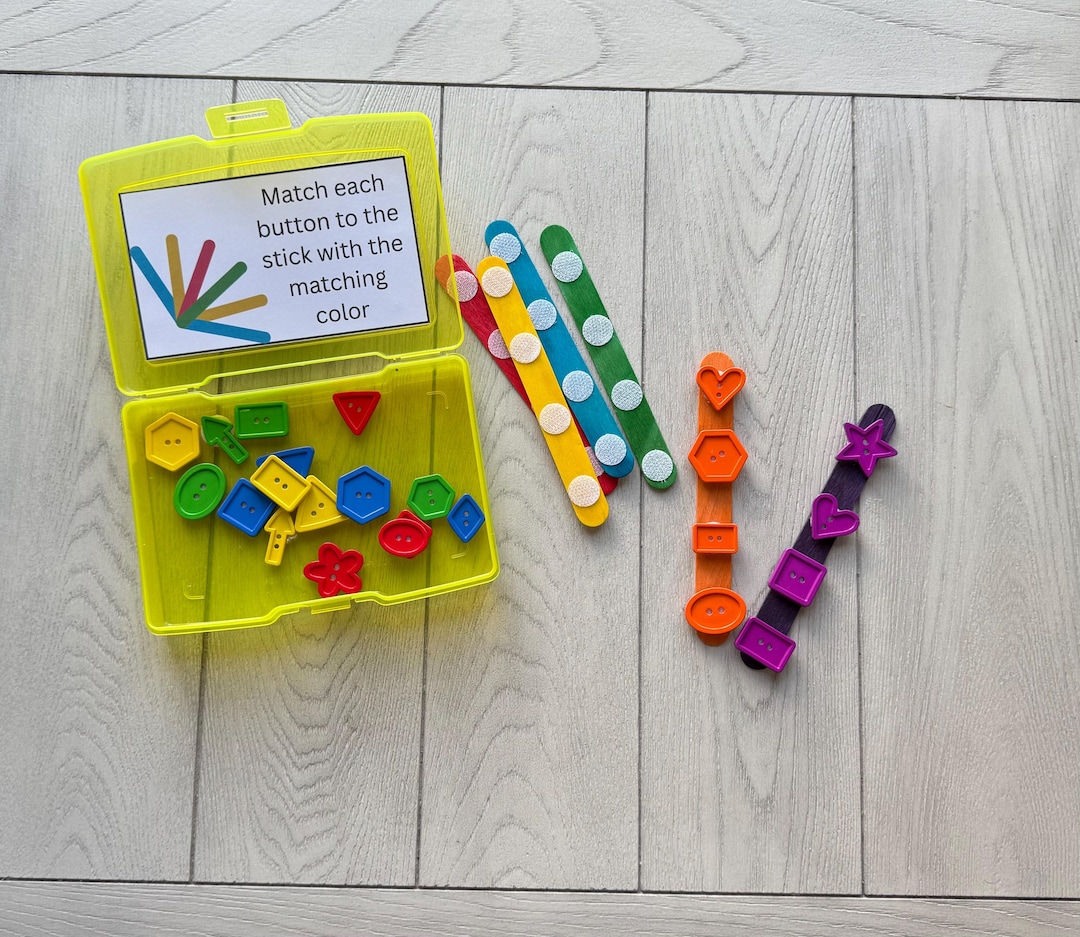 Button Color Sorting Task Box: Montessori Fine Motor Skills Activity - Etsy