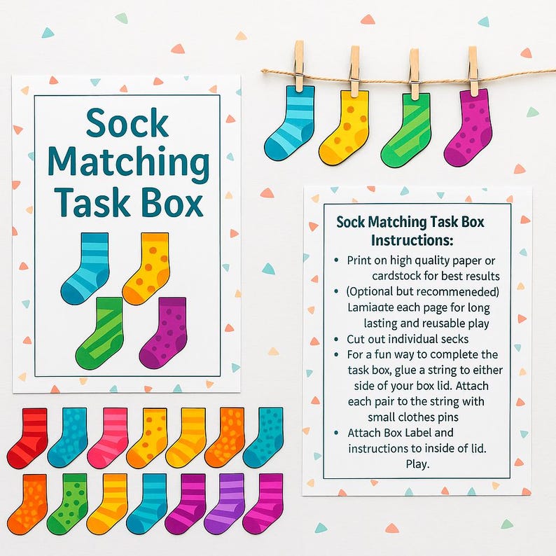 Sock Matching Game: Preschool Fine Motor Skills Activity (digital ...