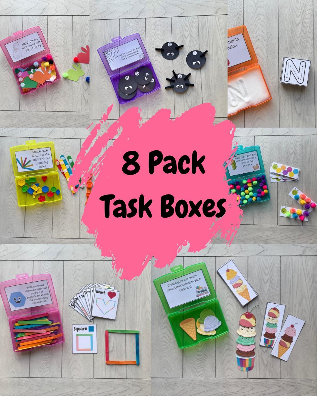 8 Pack Finished Task Boxes | Fine Motor Activities | Montessori ...