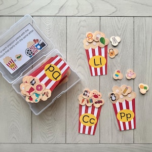 Popcorn Letter Match: Alphabet Task Box - Preschool Learning (digital ...