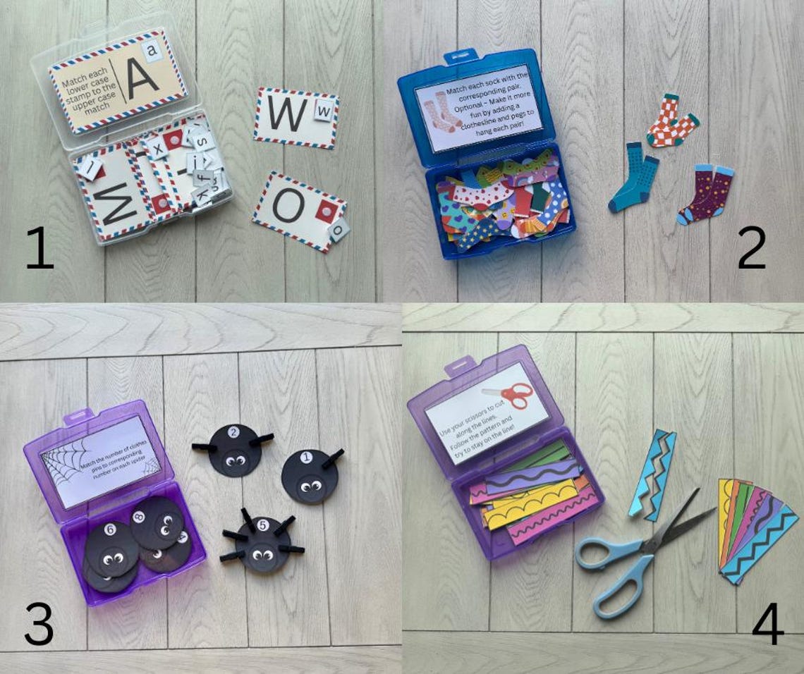 6, 8, 10 Pack Finished Task Boxes | Fine Motor Activities | Montessori ...