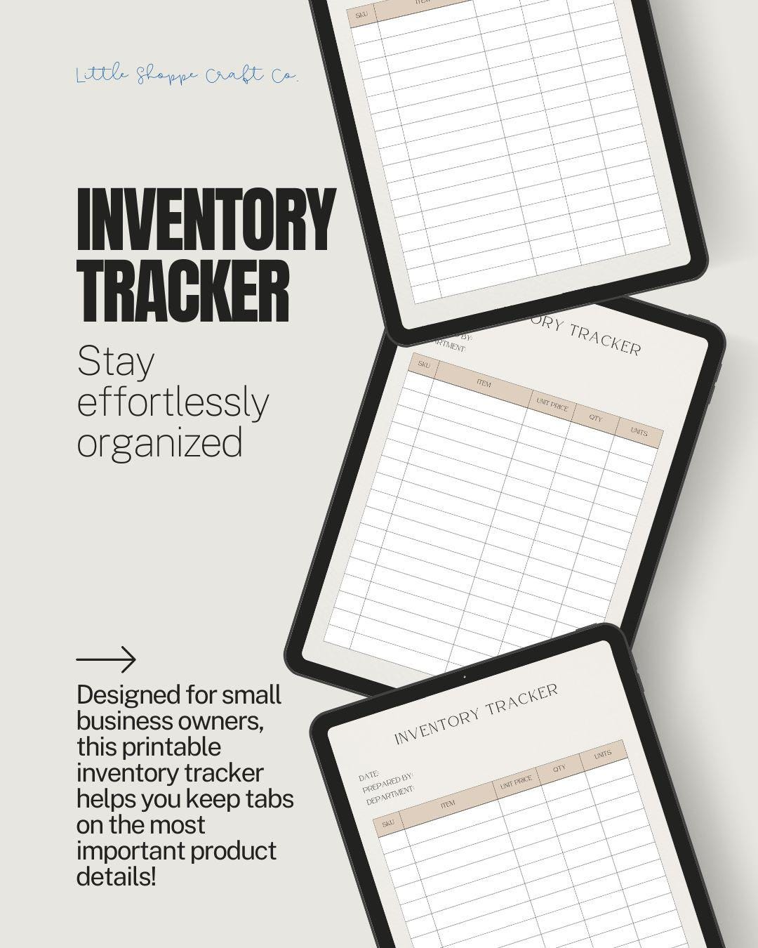 Modern Inventory Tracker I Printable Inventory Log I Neutral Business ...
