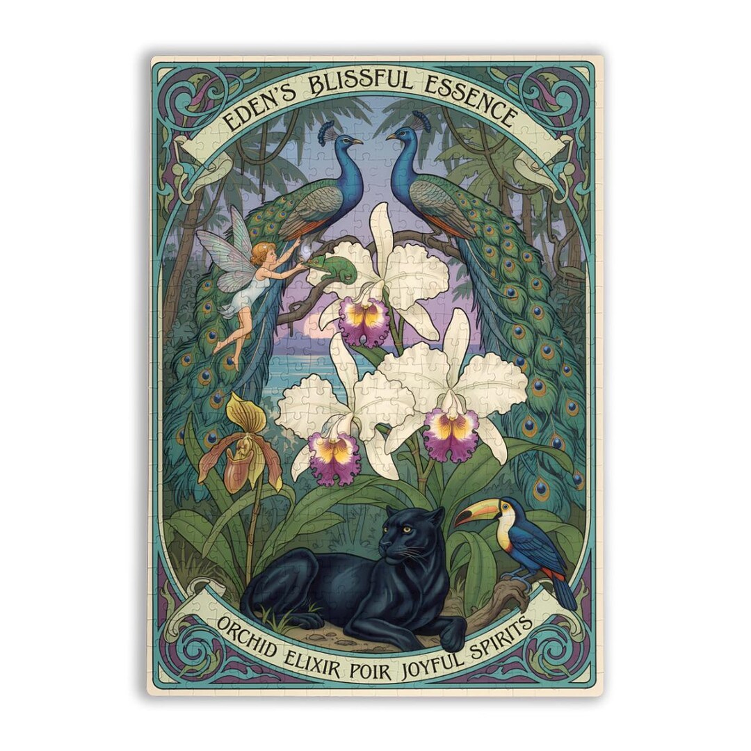 Jigsaw Puzzle Vintage Advertisement Peacocks and Orchids Picture Puzzle ...