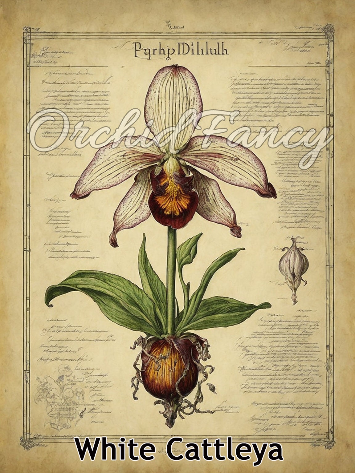Cattleya Botanical Sketch Enhanced Matte Paper Poster 8 Options, 4 ...