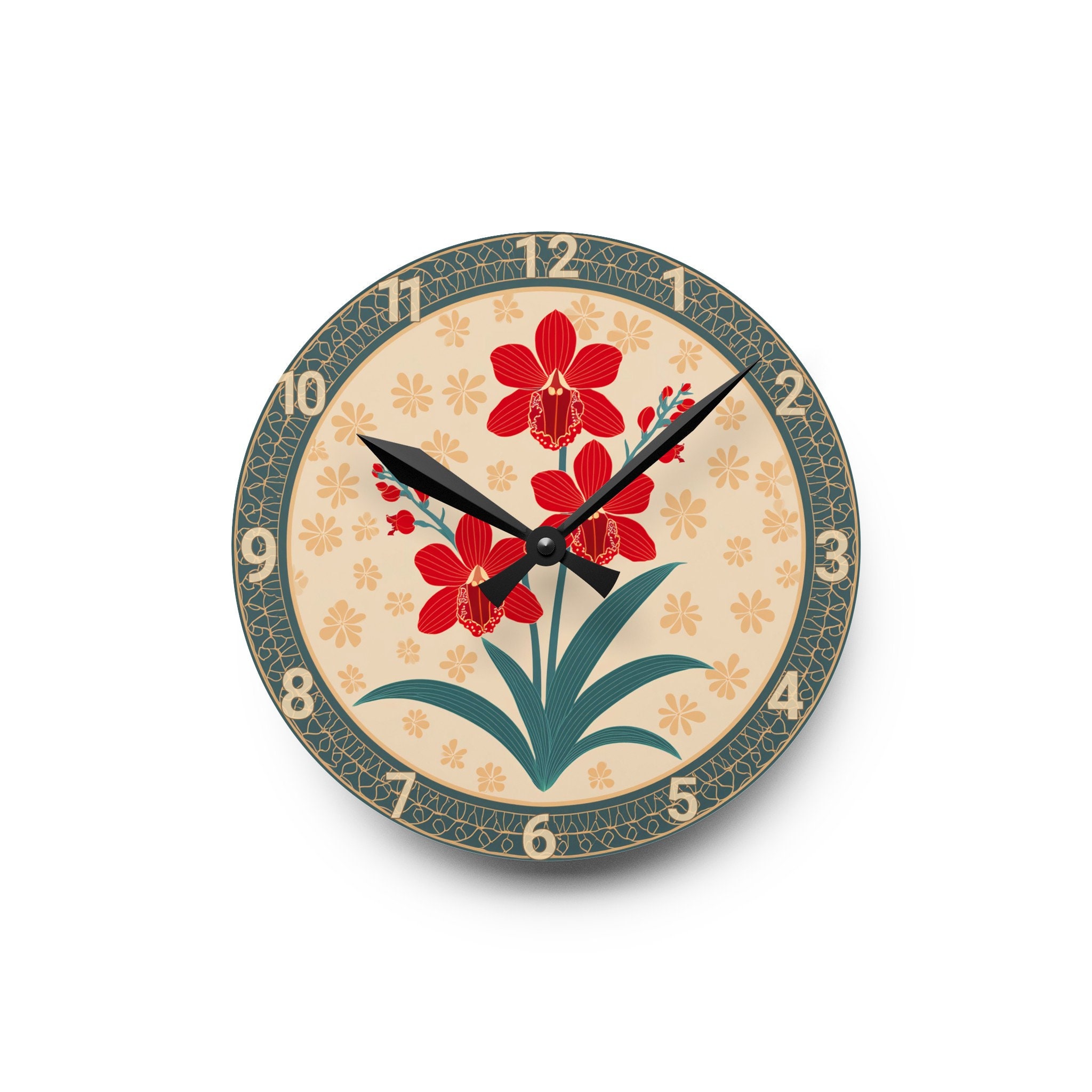 Red Cattleya Orchid Glass-like Acrylic Wall Clock - Etsy