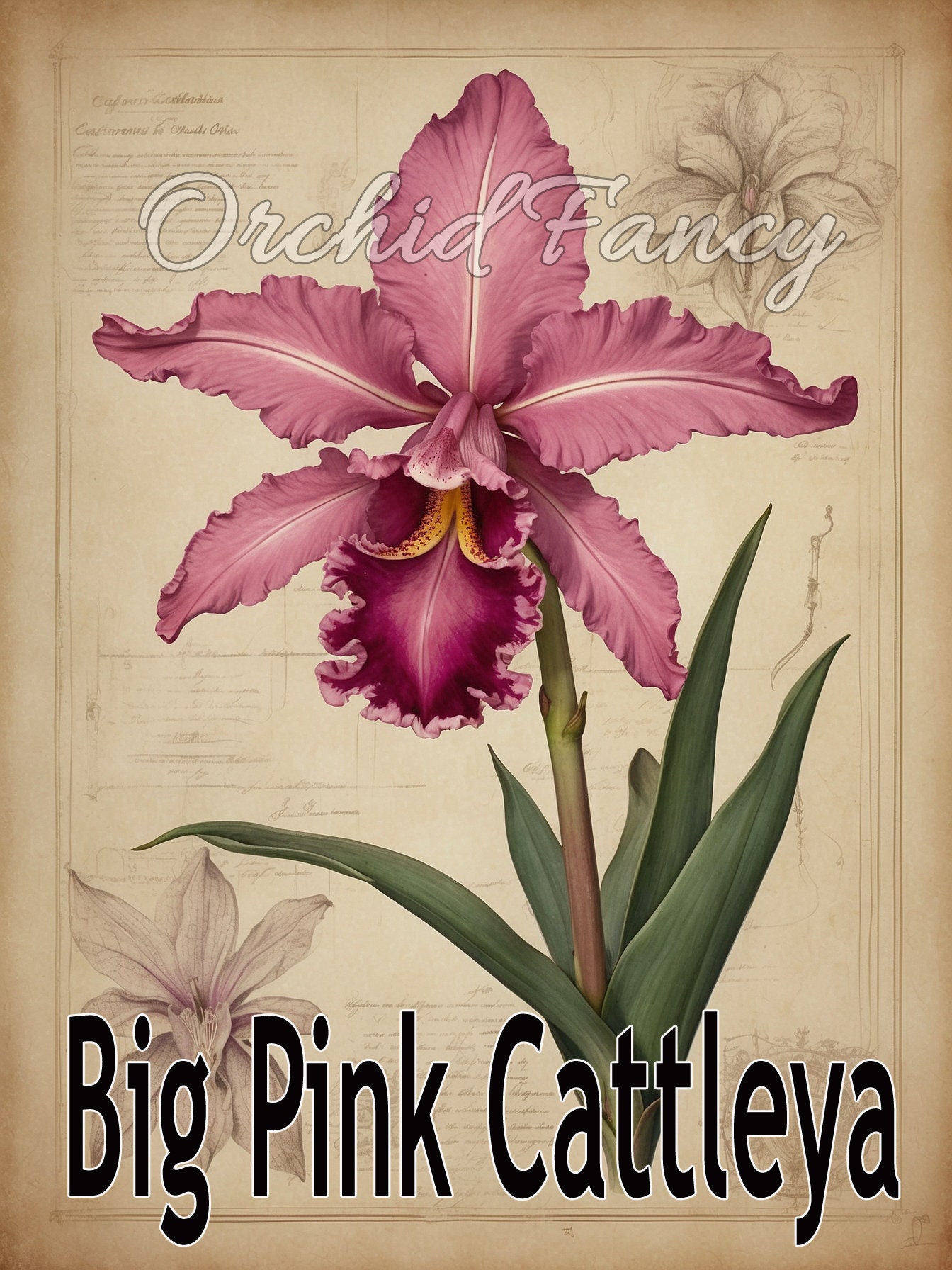 Cattleya Botanical Sketch Enhanced Matte Paper Poster 8 Options, 4 ...