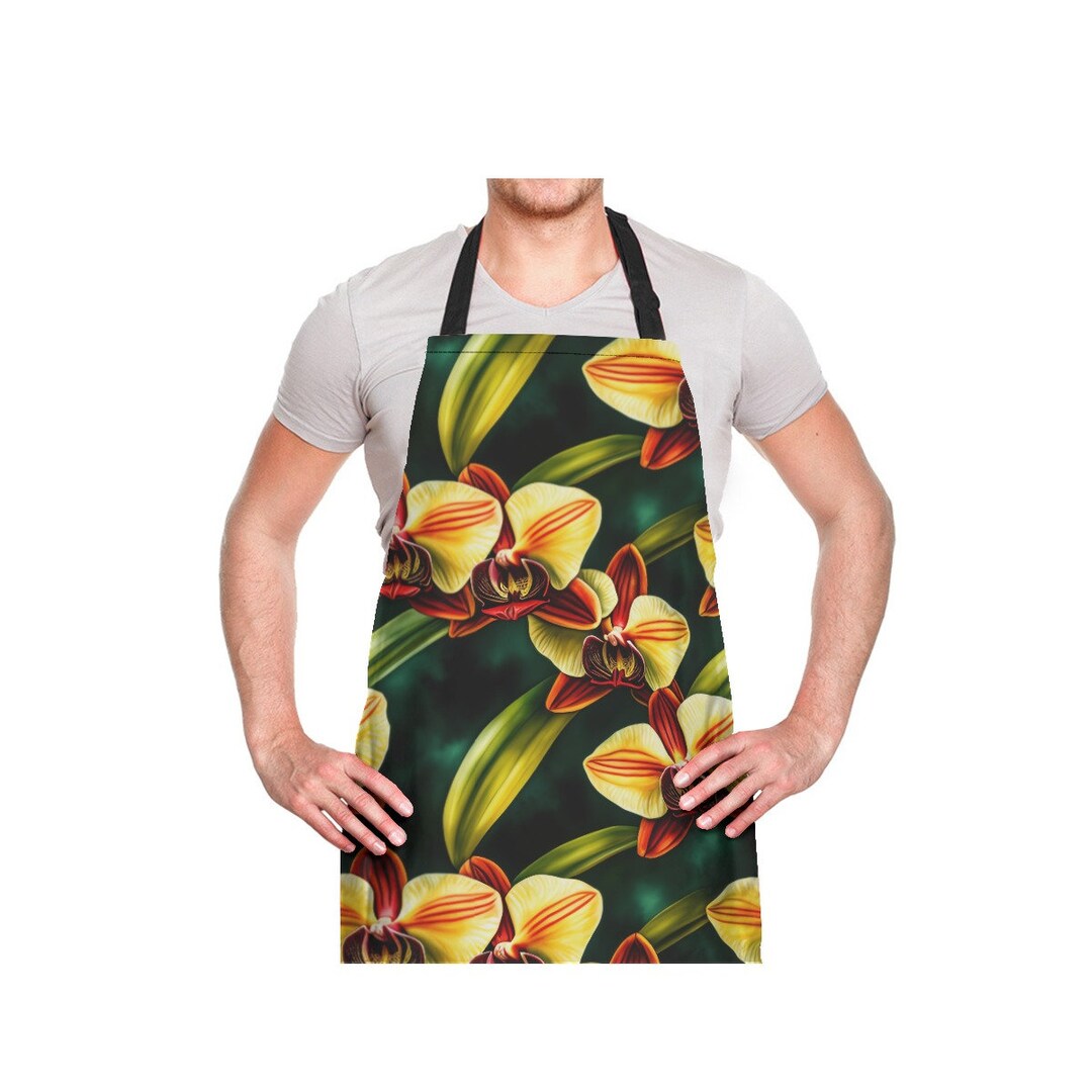 Orchid Print Adjustable Apron - Etsy
