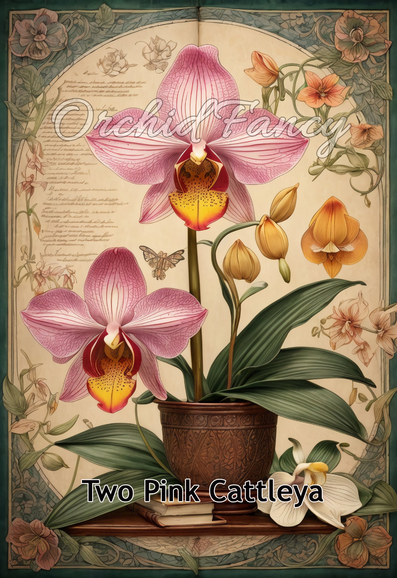 Cattleya Botanical Sketch Enhanced Matte Paper Poster 8 Options, 4 ...