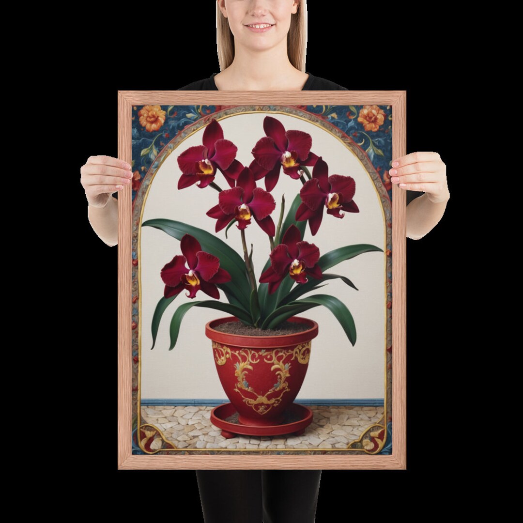 3d Orchid Plant Print Framed Wall Art Red Cattleya Orchid Art Print - Etsy
