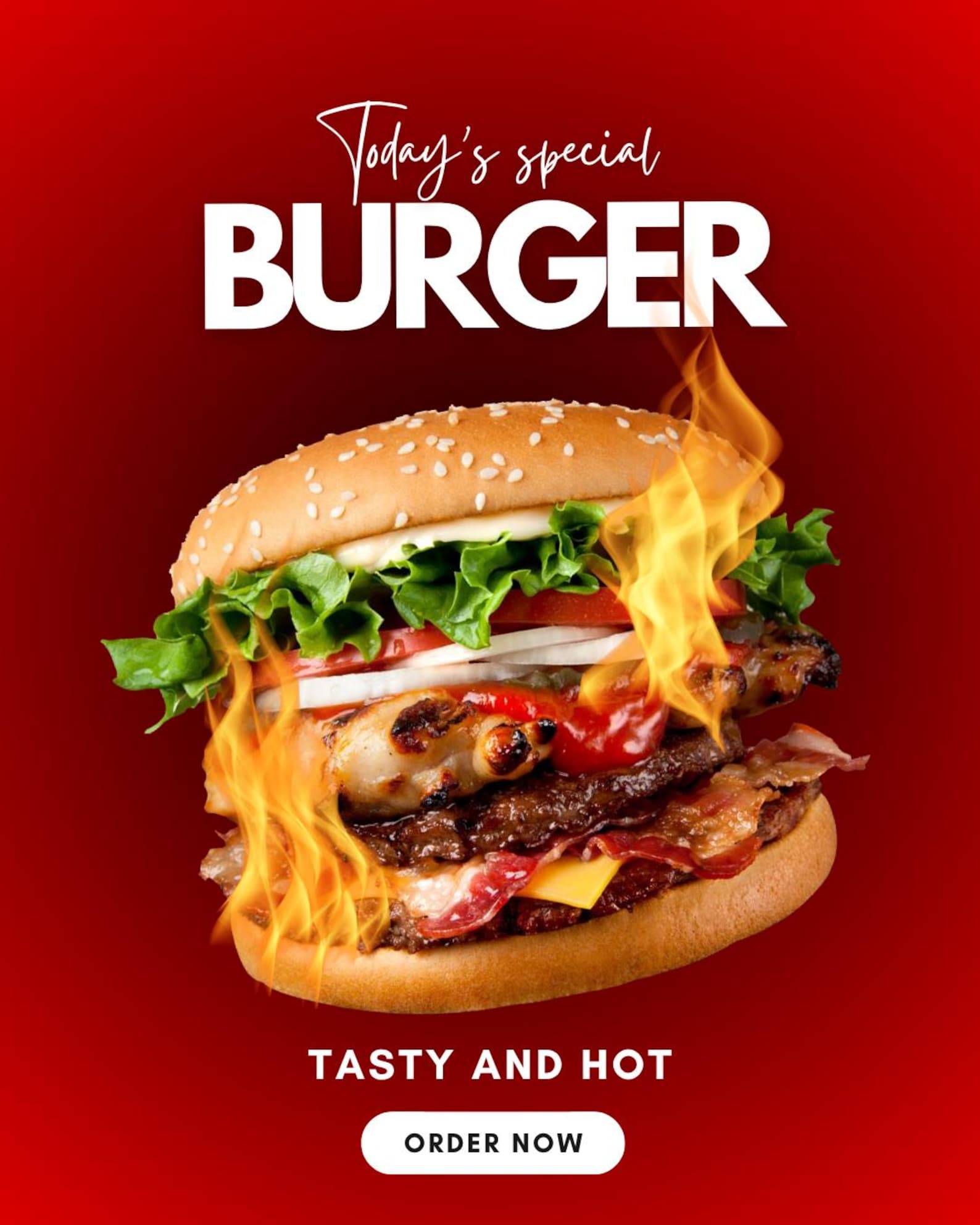 Editable Burger Menu Canva Template – Fast Food Flyer | Restaurant ...