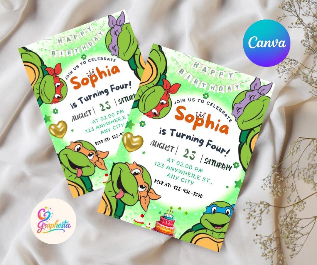 Editable Ninja Turtle Birthday Invitation | Printable Ninja Invite ...