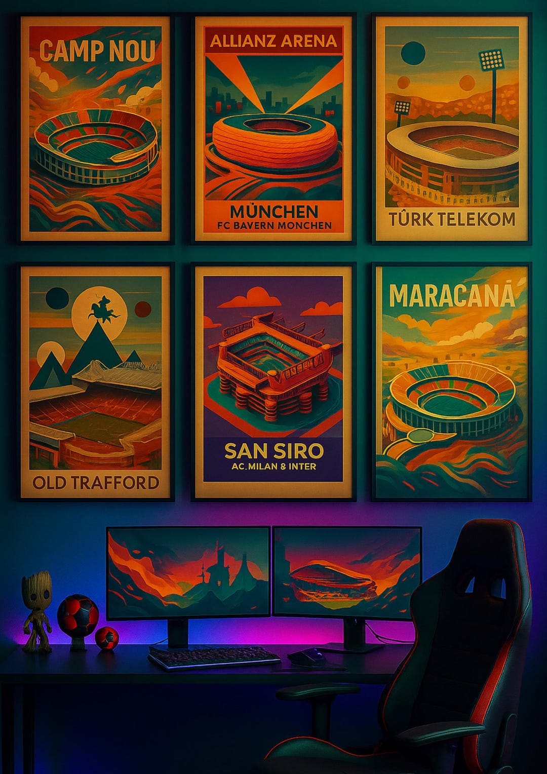 Stadium Dreams – Retro Stadium Wall Art Set | Printable Football ...