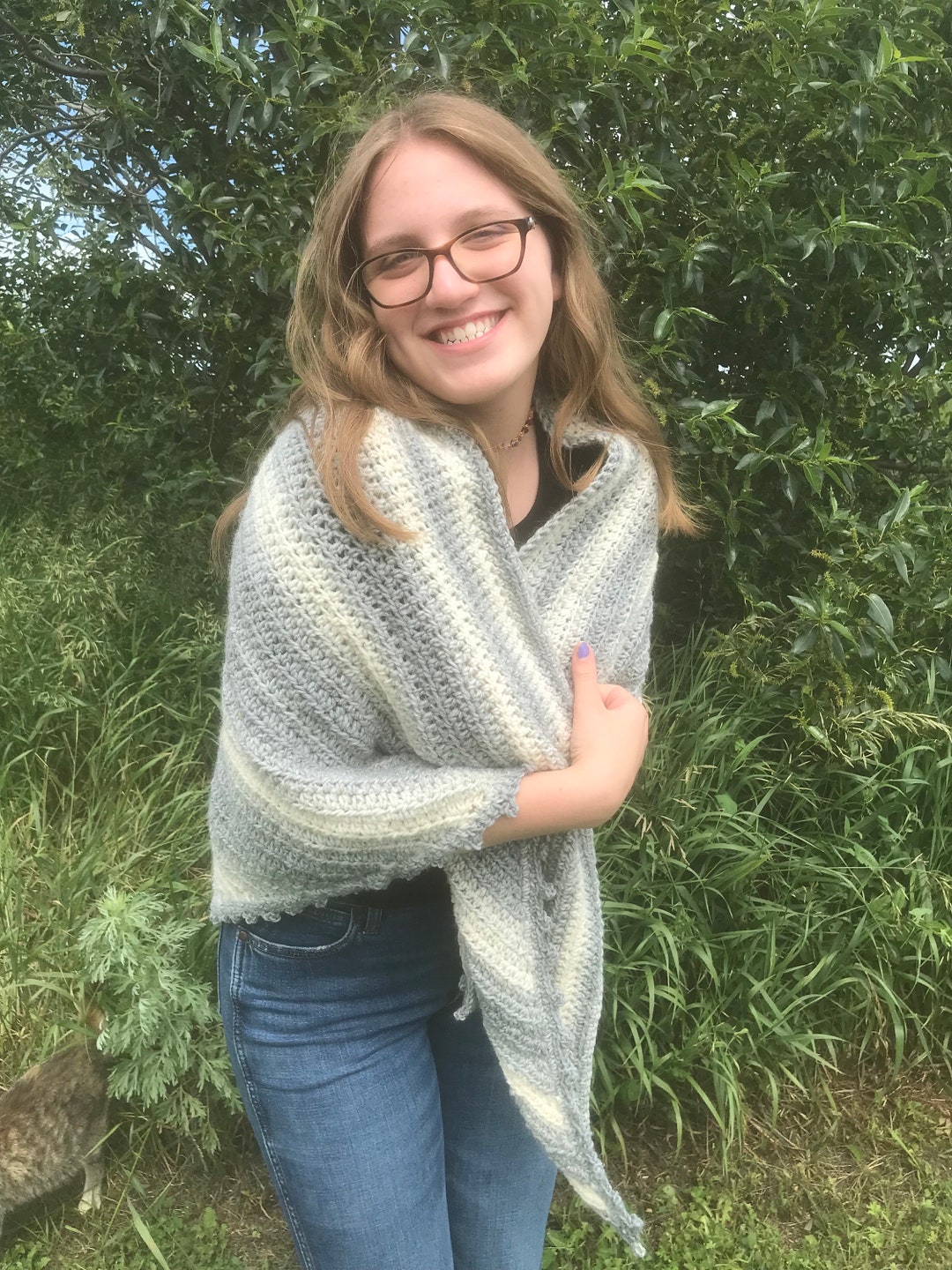 Extra Cozy, Oversized Crocheted Triangle Wrap Shawl With Picot Edge - Etsy