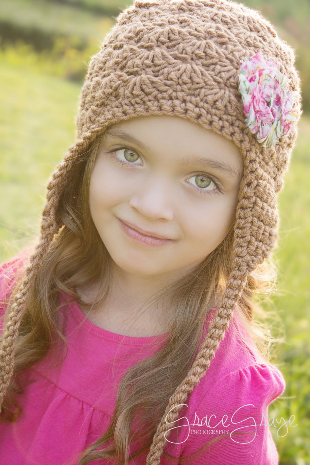 Shell Earflap Beanie Textured Crocheted by Hand Warm Hat in Almond With ...