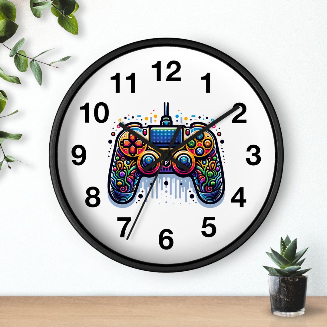 Colorful Gamer Wall Clock - Perfect for Gaming Rooms, Nerd Decor, Video ...