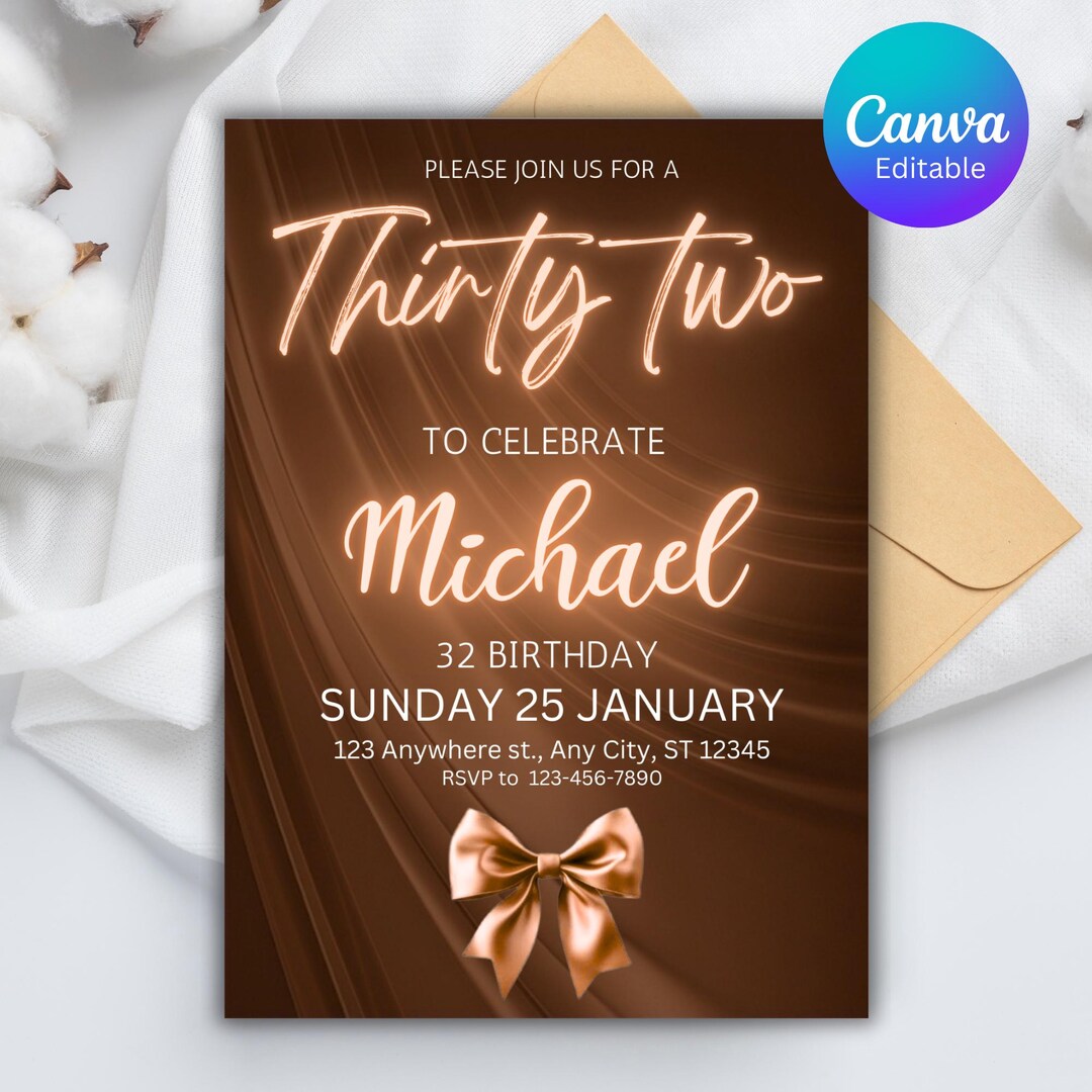 Editable Shades of Brown Birthday Invitation, Printable All Brown ...