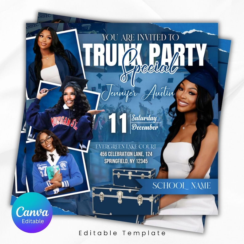 Graduation Trunk Party Flyer, College Send Off, Editable Canva Template ...