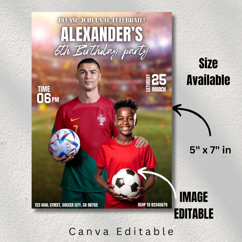 Cristiano Ronaldo Birthday Invitation | Made to Order Customizable ...