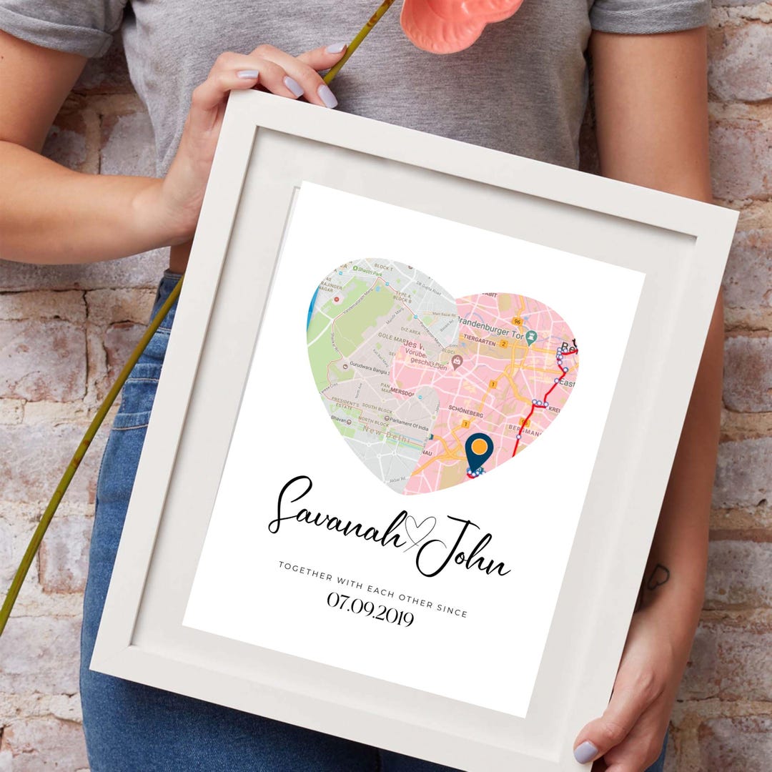 Personalized Heart Map Print, Custom Anniversary Gift (digital) - Etsy