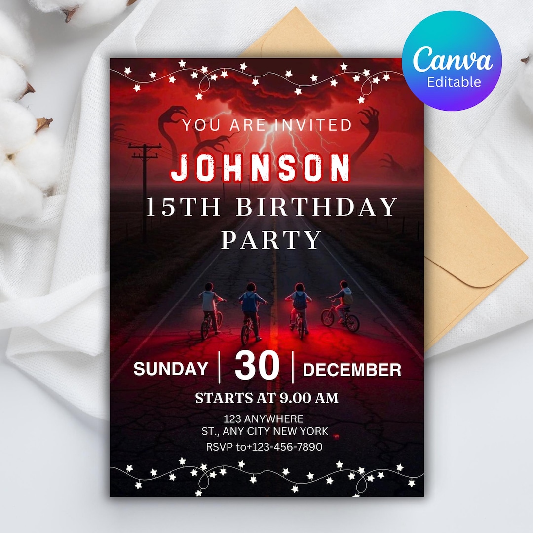 Stranger Things Birthday Invitation, Eleven Party Invite, Editable ...