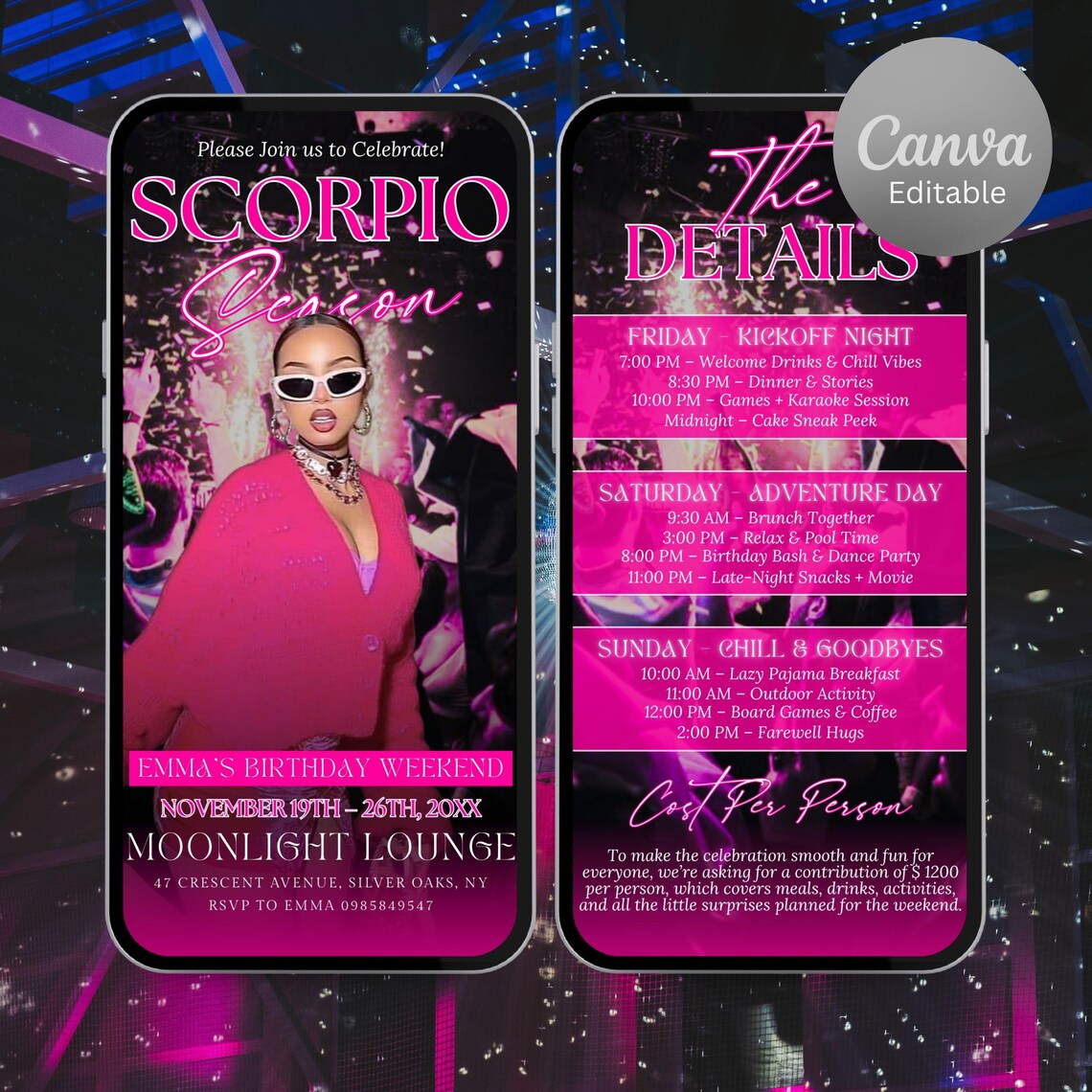 Editable Scorpio Birthday Weekend Invitation, Digital Scorpio Season ...