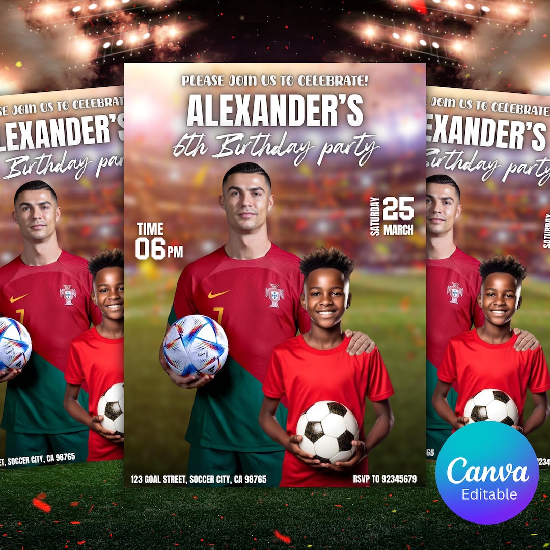 Cristiano Ronaldo Birthday Invitation | Made to Order Customizable ...