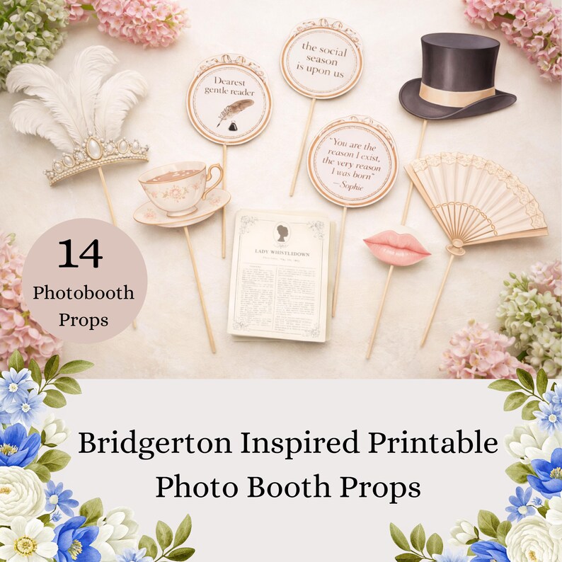 Bridgerton Inspired Printable Photo Booth Props Regency TV Watch Party ...