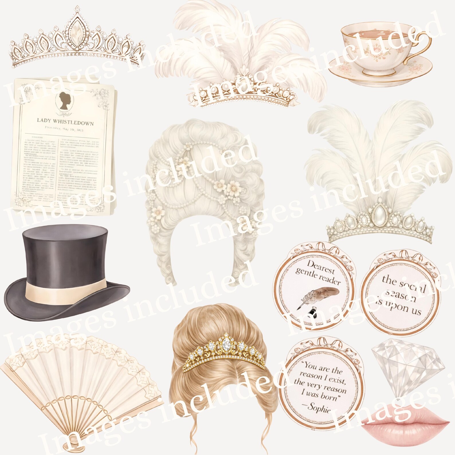 Bridgerton Inspired Printable Photo Booth Props Regency TV Watch Party ...